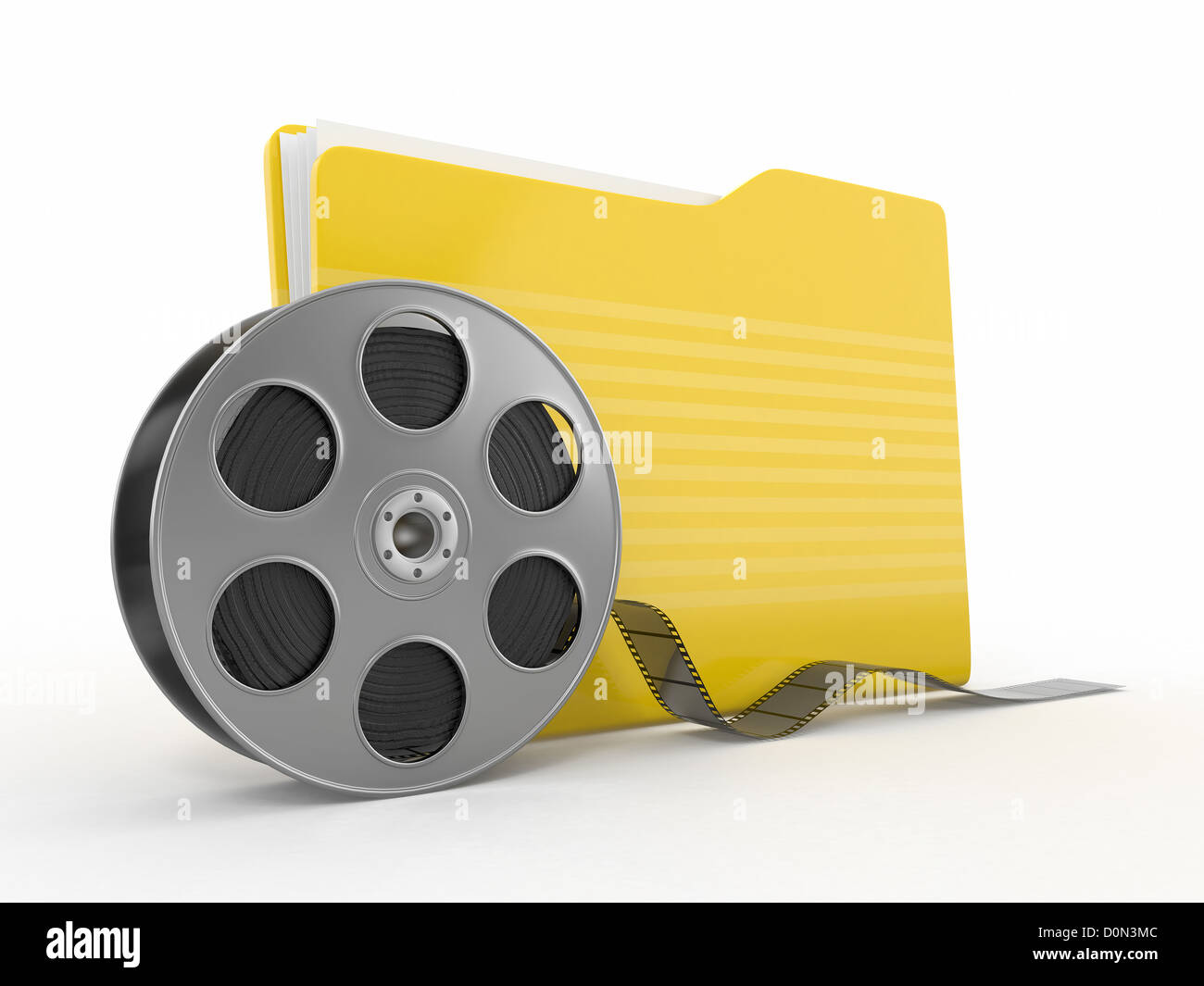 Multimedia archive. Film reel and folder.3d Stock Photo - Alamy