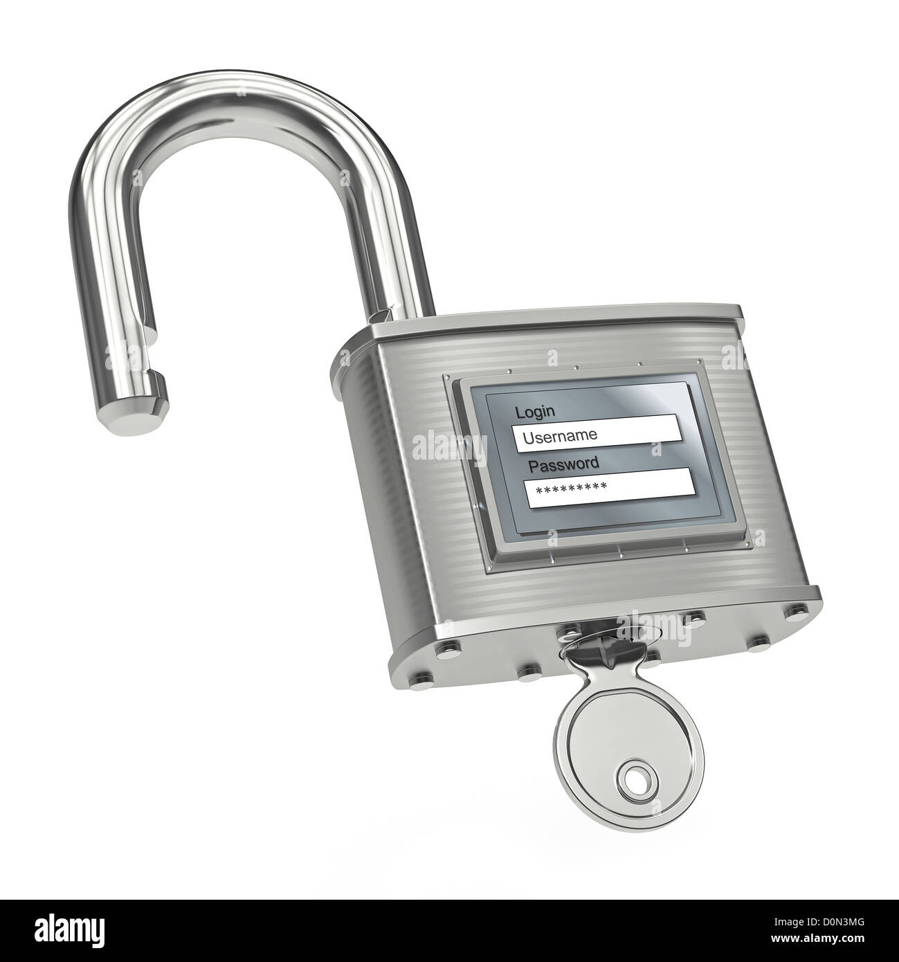 Unlocking padlock with login and password. 3d Stock Photo - Alamy