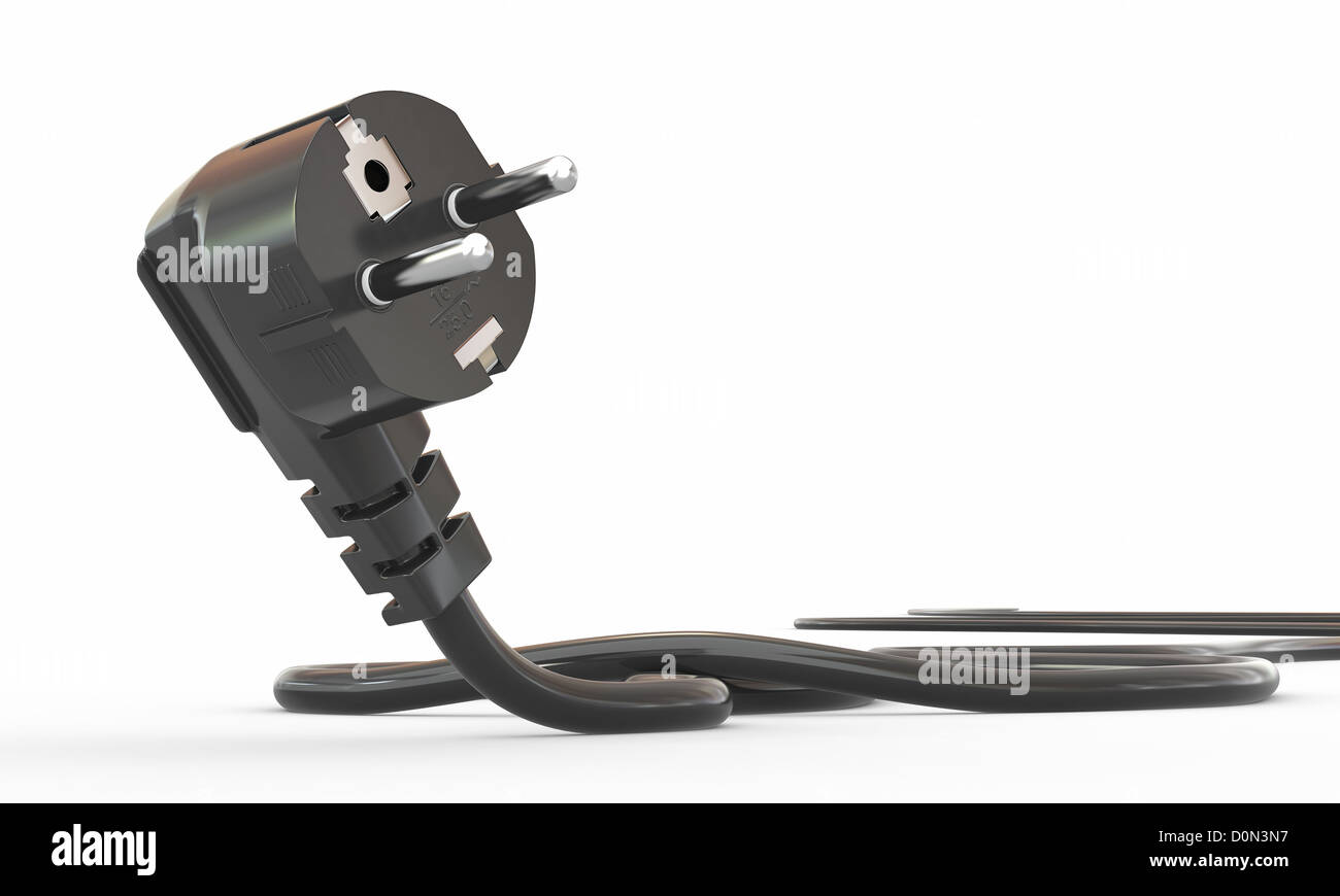 Black electric plug on white background. 3d Stock Photo - Alamy