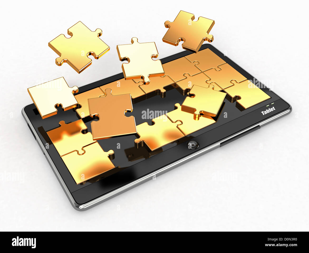Tablet pc software. Screen from puzzle. 3d Stock Photo - Alamy