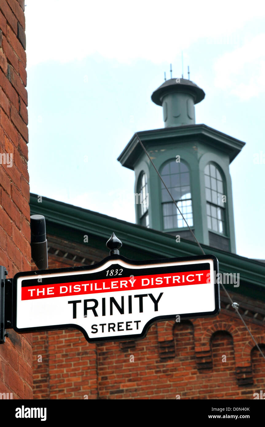 Trinity street Distillery District, major street sign in downtown ...