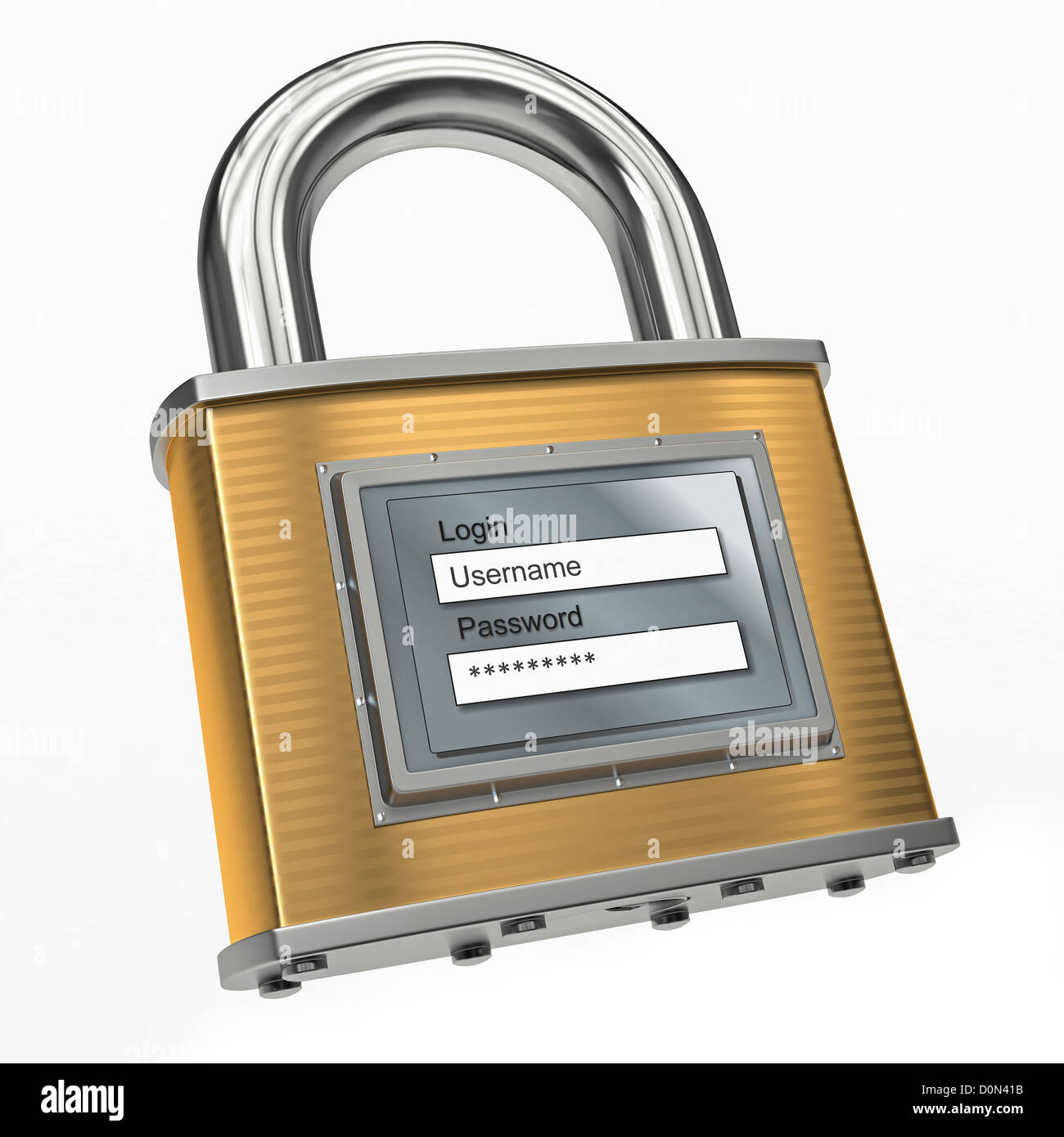 Padlock with login and password on white isolated background. 3d Stock ...