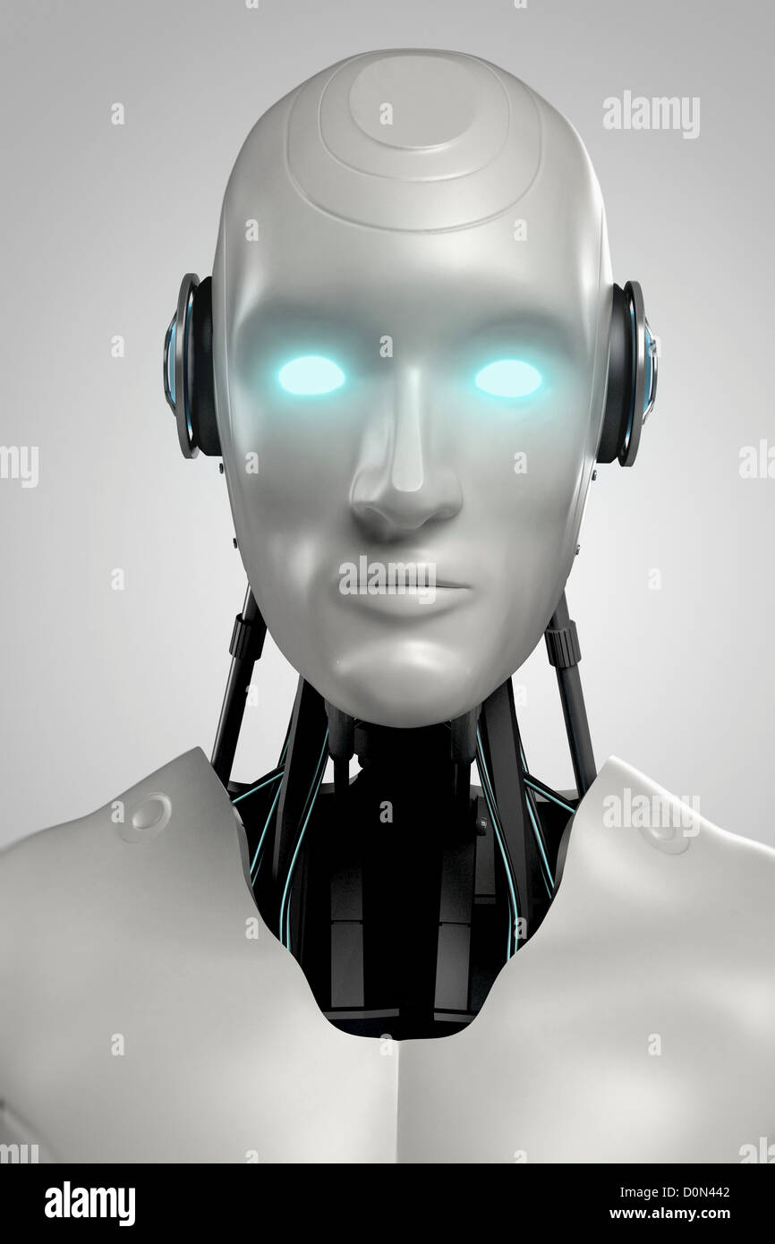 Front view of an android head Stock Photo - Alamy