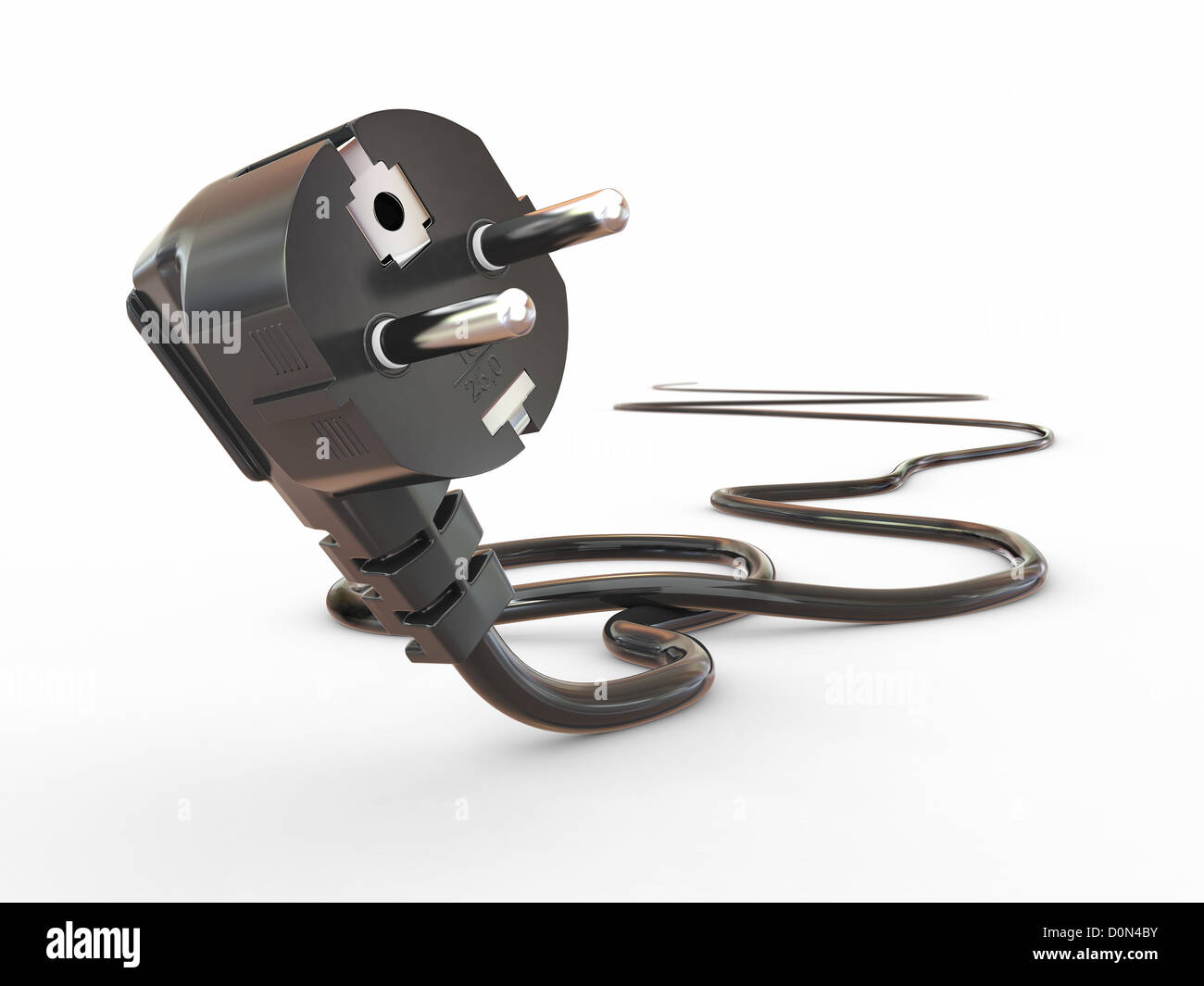 Black electric plug on white background. 3d Stock Photo - Alamy