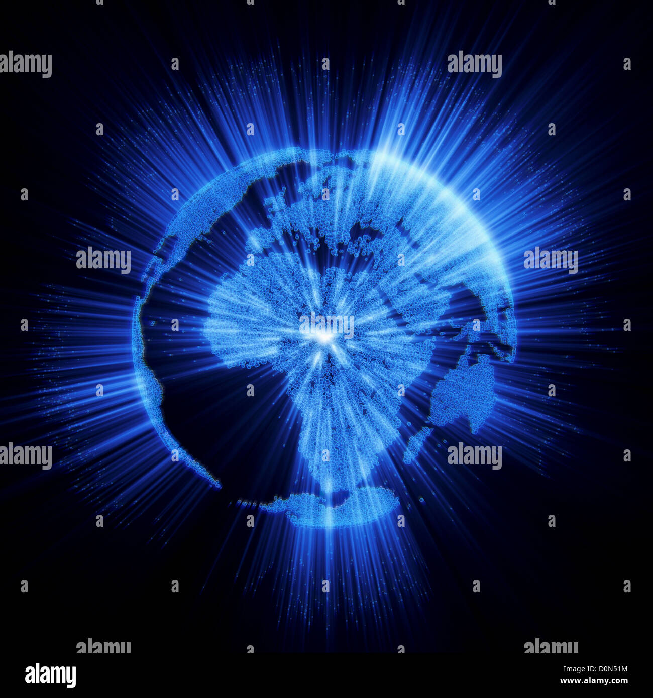 Conceptual visualization showing rays of energy emitting from the earth ...
