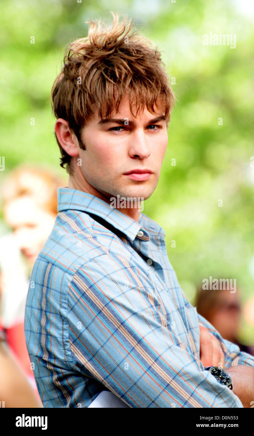 Chase Crawford on the set of 'Gossip Girl' in Manhattan New York City ...
