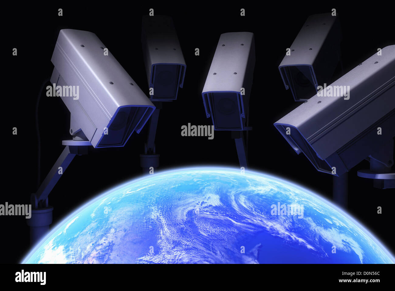 Security cameras monitor the earth Stock Photo - Alamy