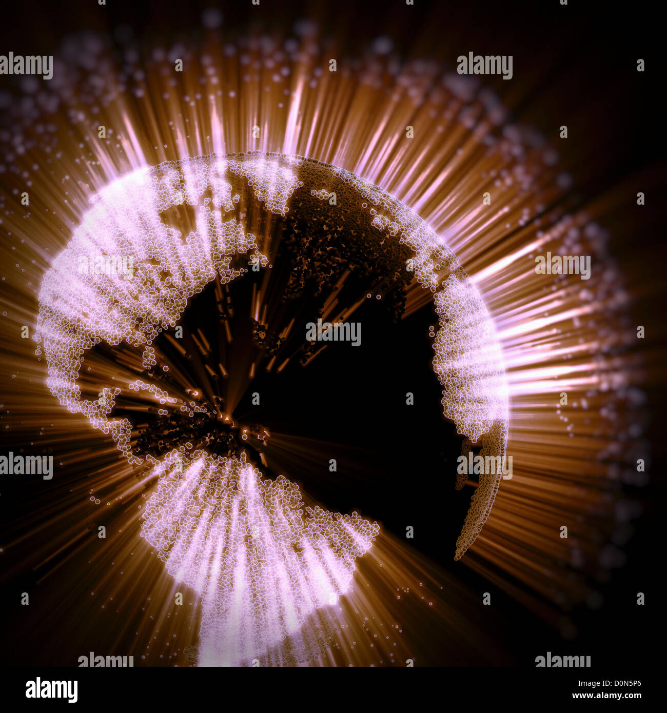 Conceptual visualization showing rays of energy emitting from the earth ...