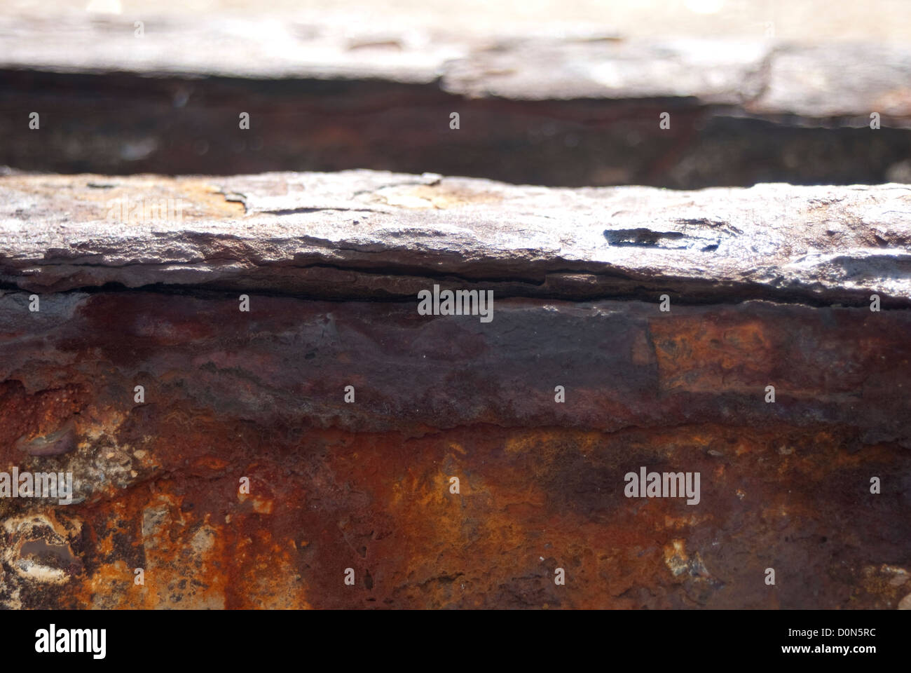 a close up of a rusty metal rail Stock Photo - Alamy