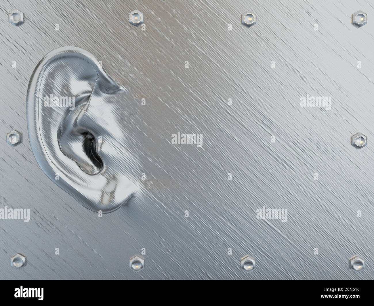 Metallic ear on abstract dirty background. 3d Stock Photo - Alamy