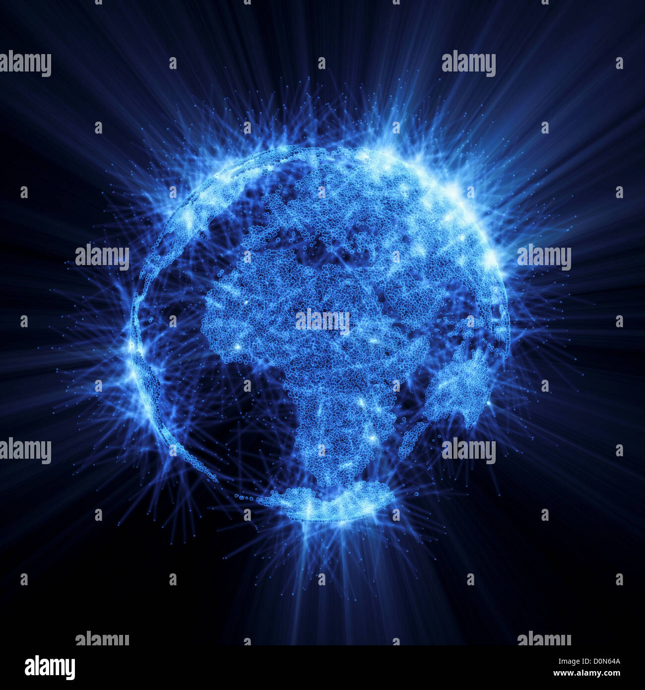 Conceptual visualization showing rays of energy emitting from the earth ...