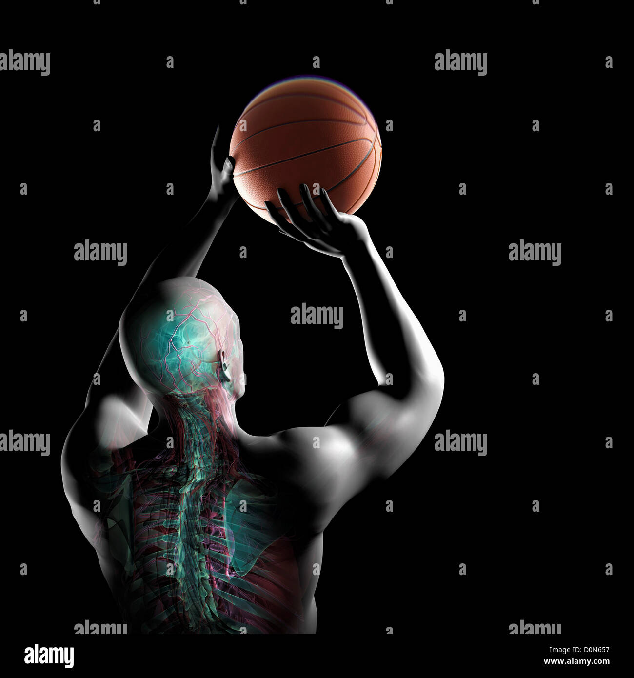 Male figure jumping with a basketball about to take a shot. The ...