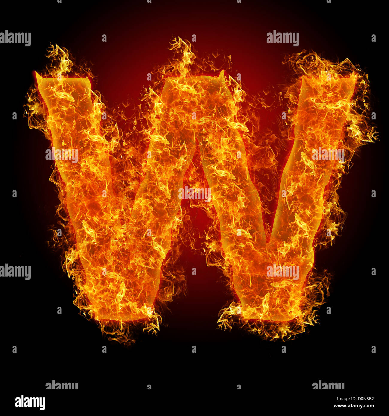 Fire letter W Stock Photo - Alamy