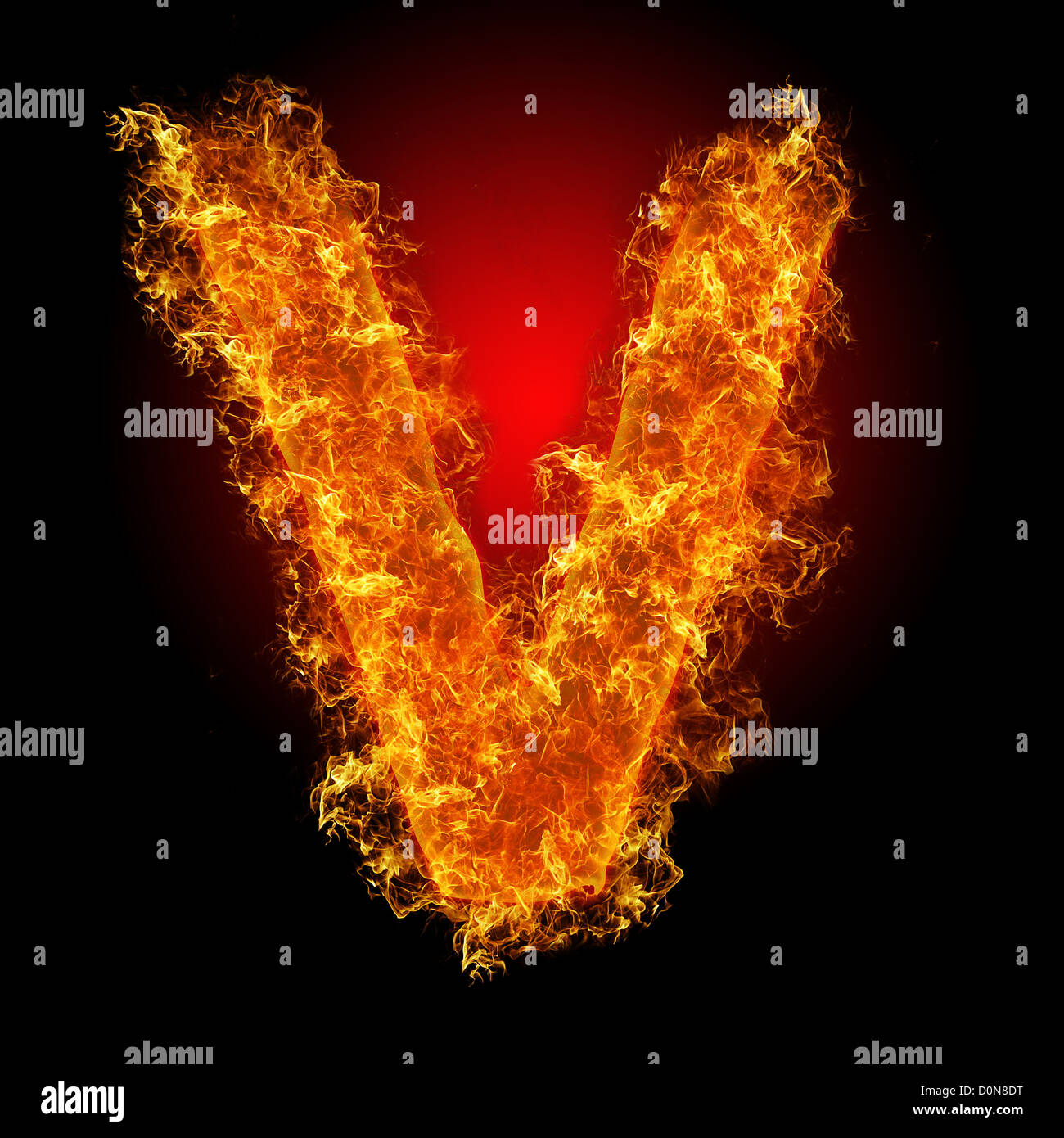Fire letter V Stock Photo - Alamy