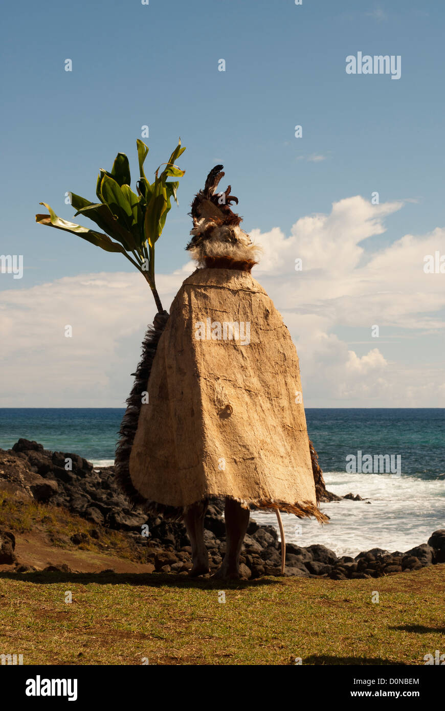 Man in traditional outfit Easter Island Stock Photo - Alamy