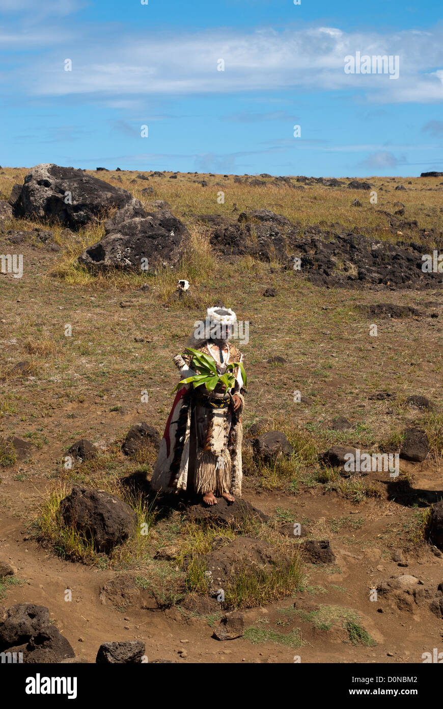 Man in traditional outfit Easter Island Stock Photo - Alamy