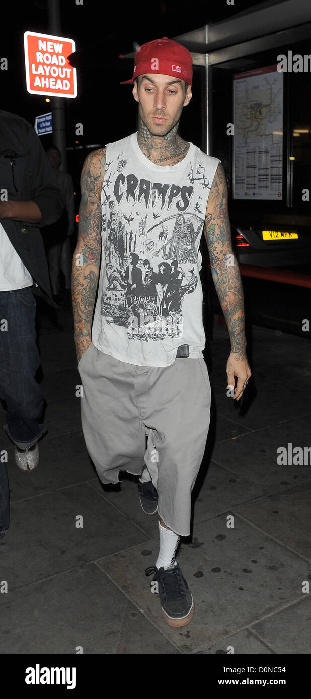 Travis Barker of Blink-182, arriving at Boujis nightclub London ...