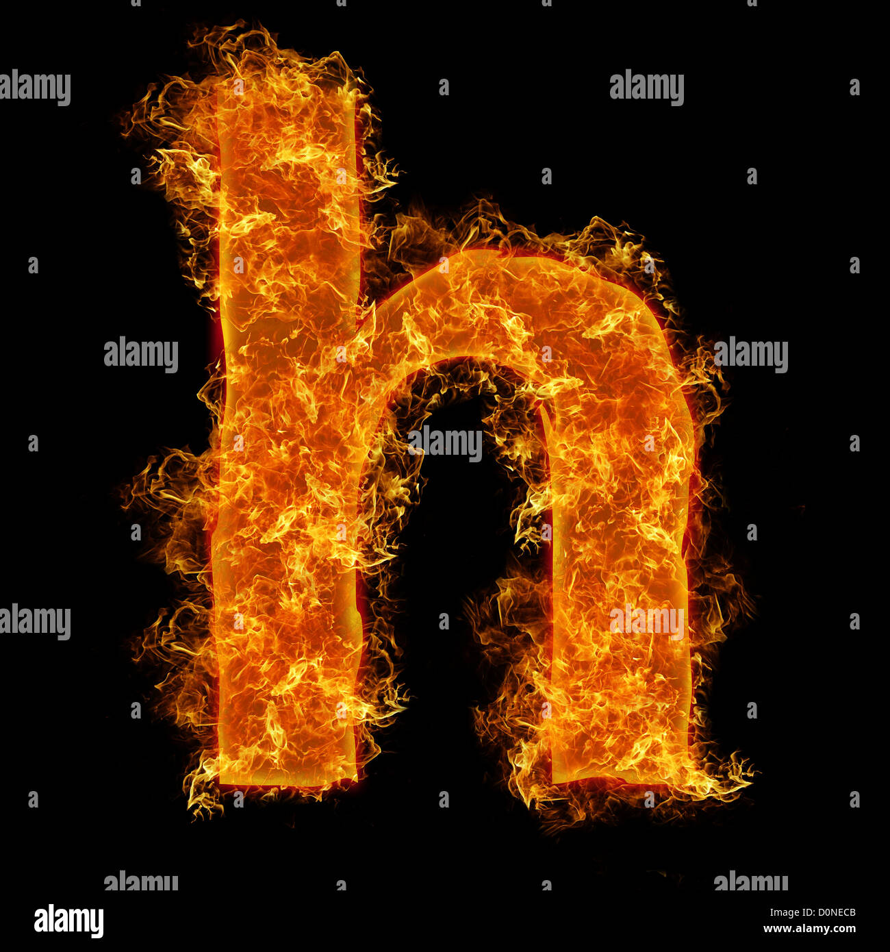 Fire small letter H Stock Photo - Alamy