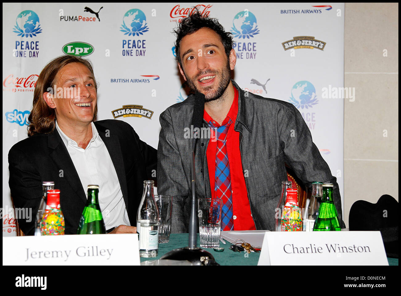 Jeremy Gilley (founder of Peace One Day) and Charlie Winston attending ...