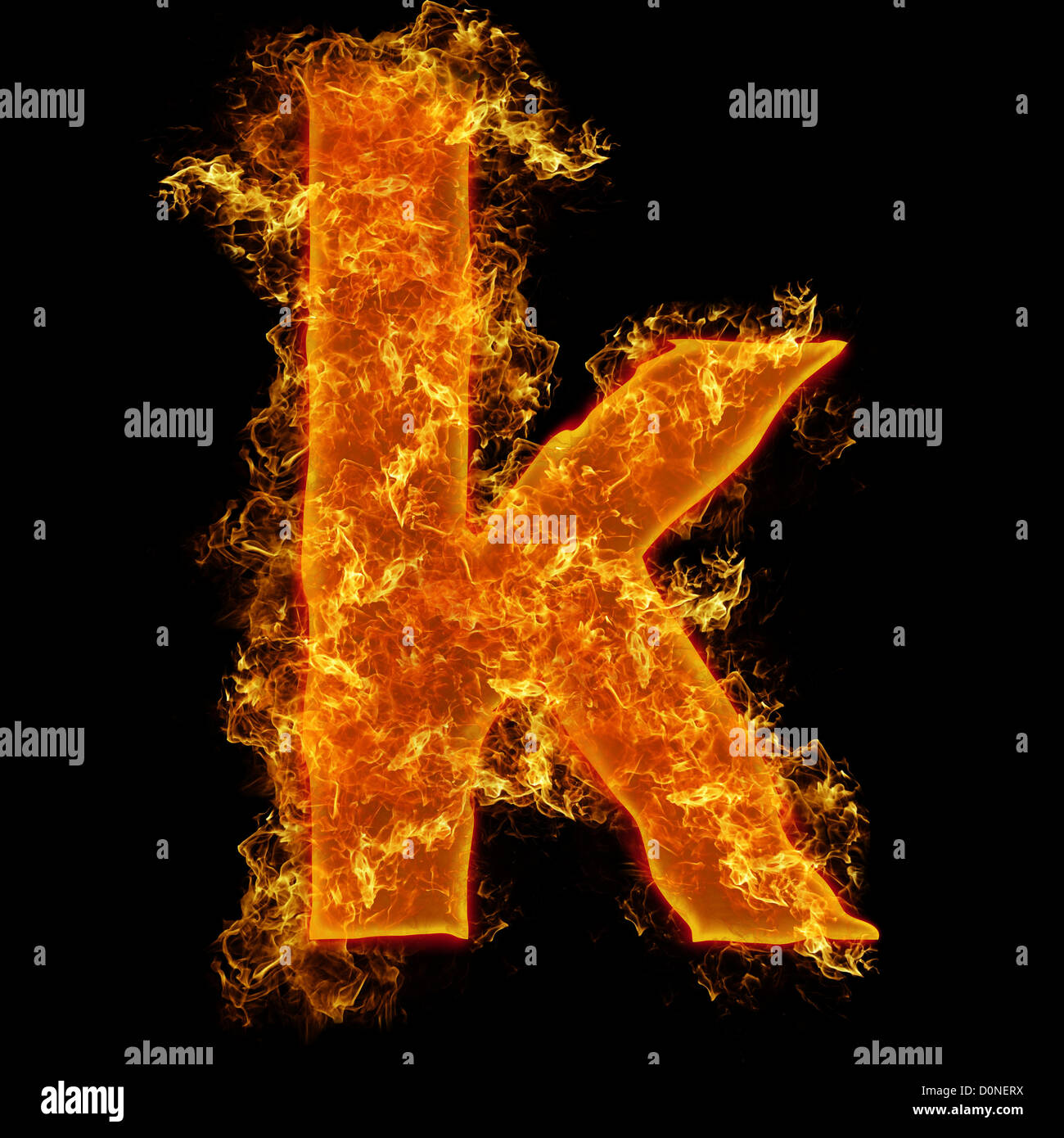 Fire small letter K Stock Photo - Alamy