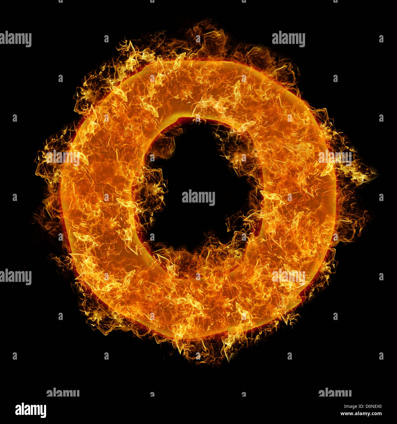 Fire small letter O Stock Photo - Alamy