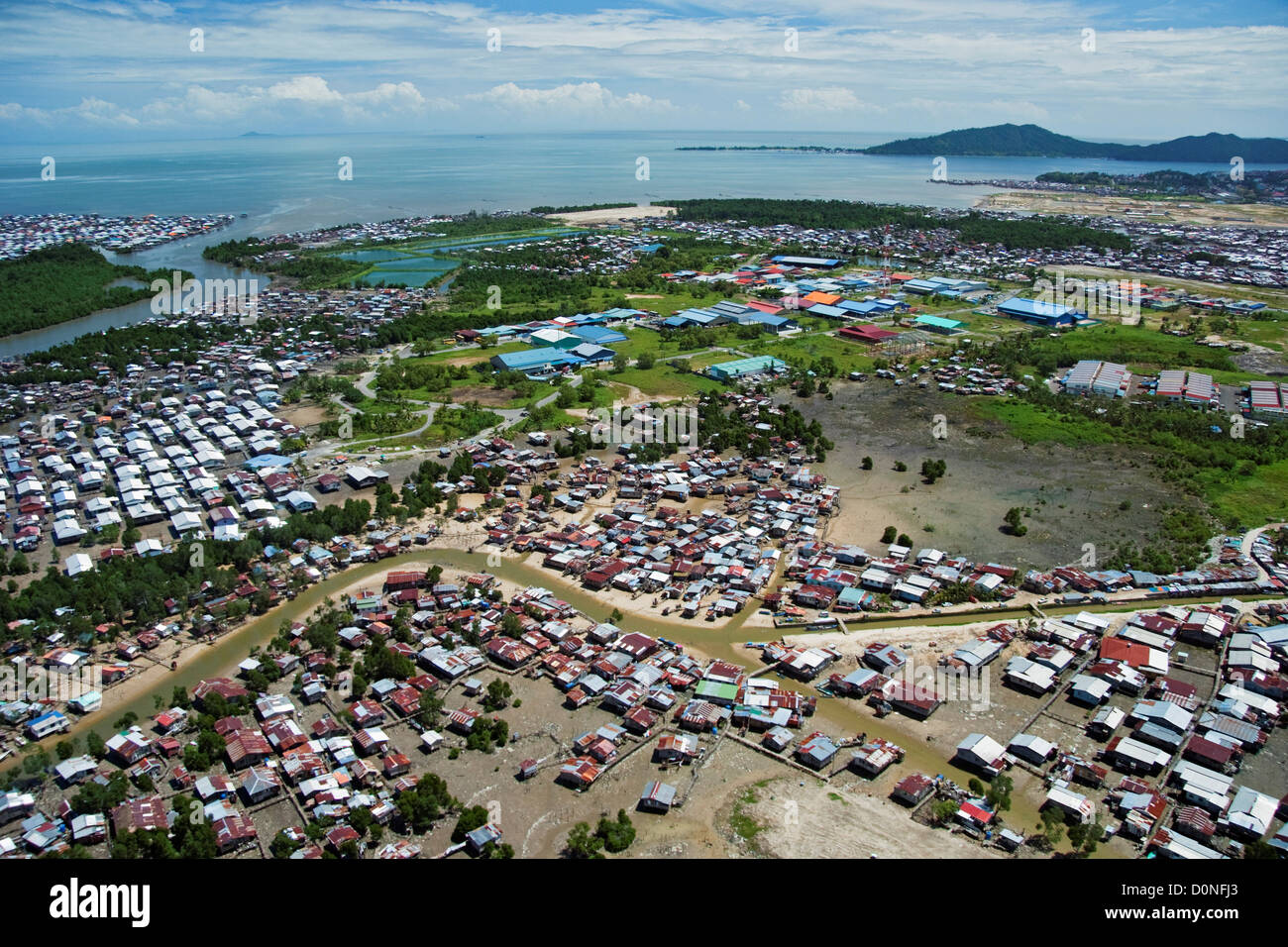 Stilt houses by the seaside in Sandakan, Sabah, Malaysia Stock Photo ...
