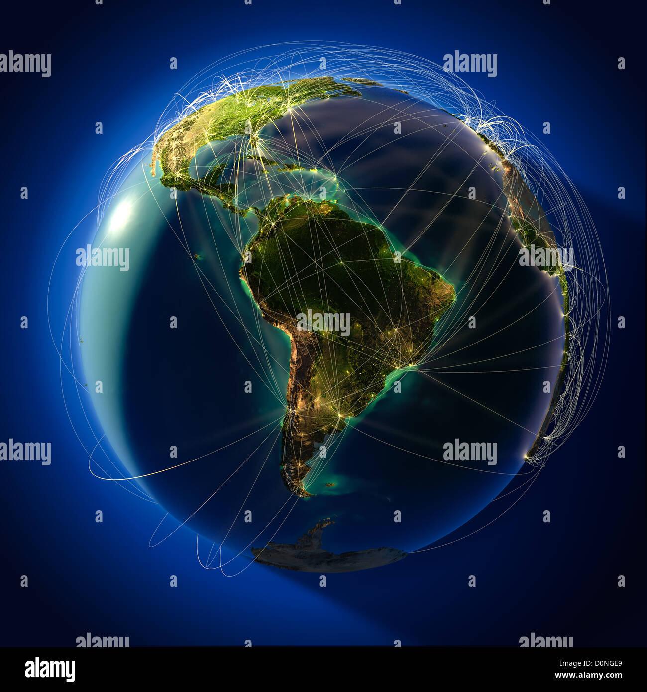 Major global aviation routes on the globe Stock Photo - Alamy