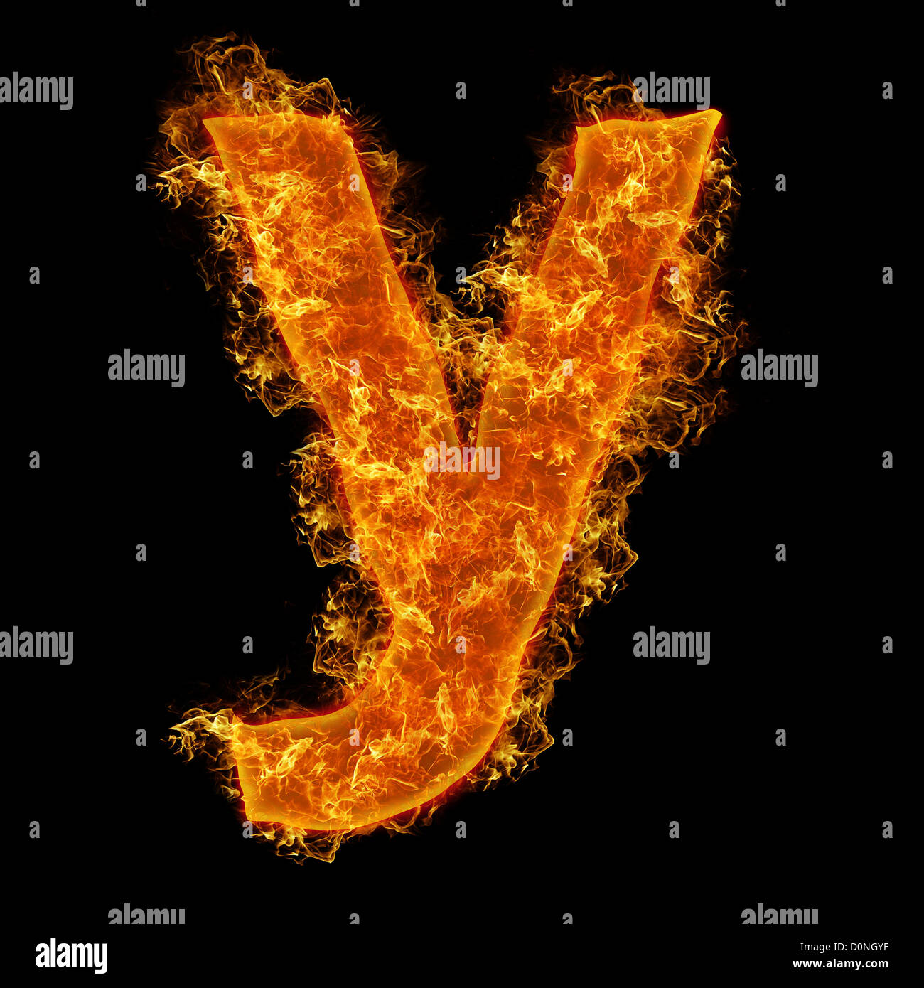 Fire small letter Y Stock Photo - Alamy
