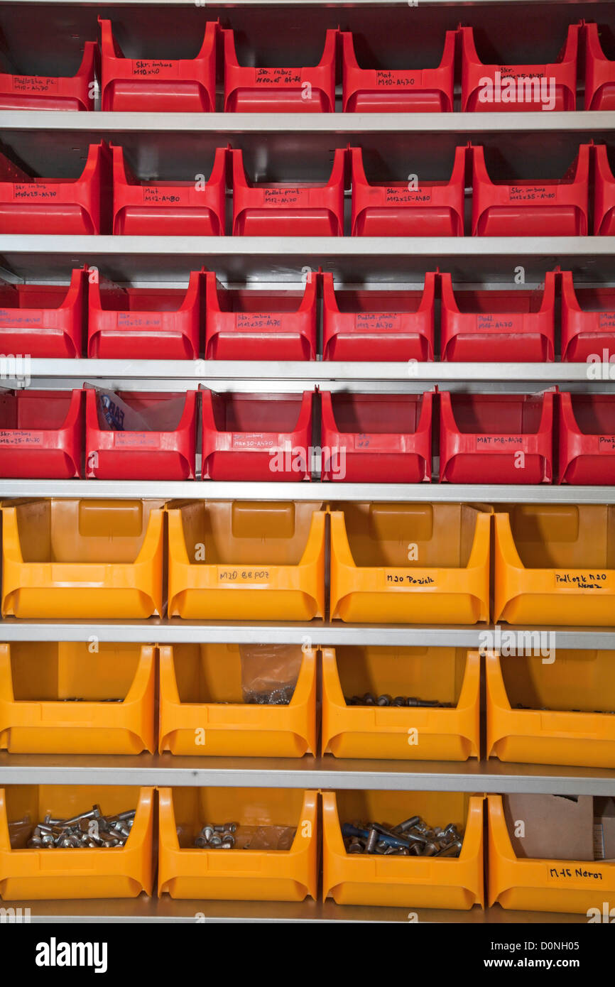boxes for screws - work room Stock Photo - Alamy