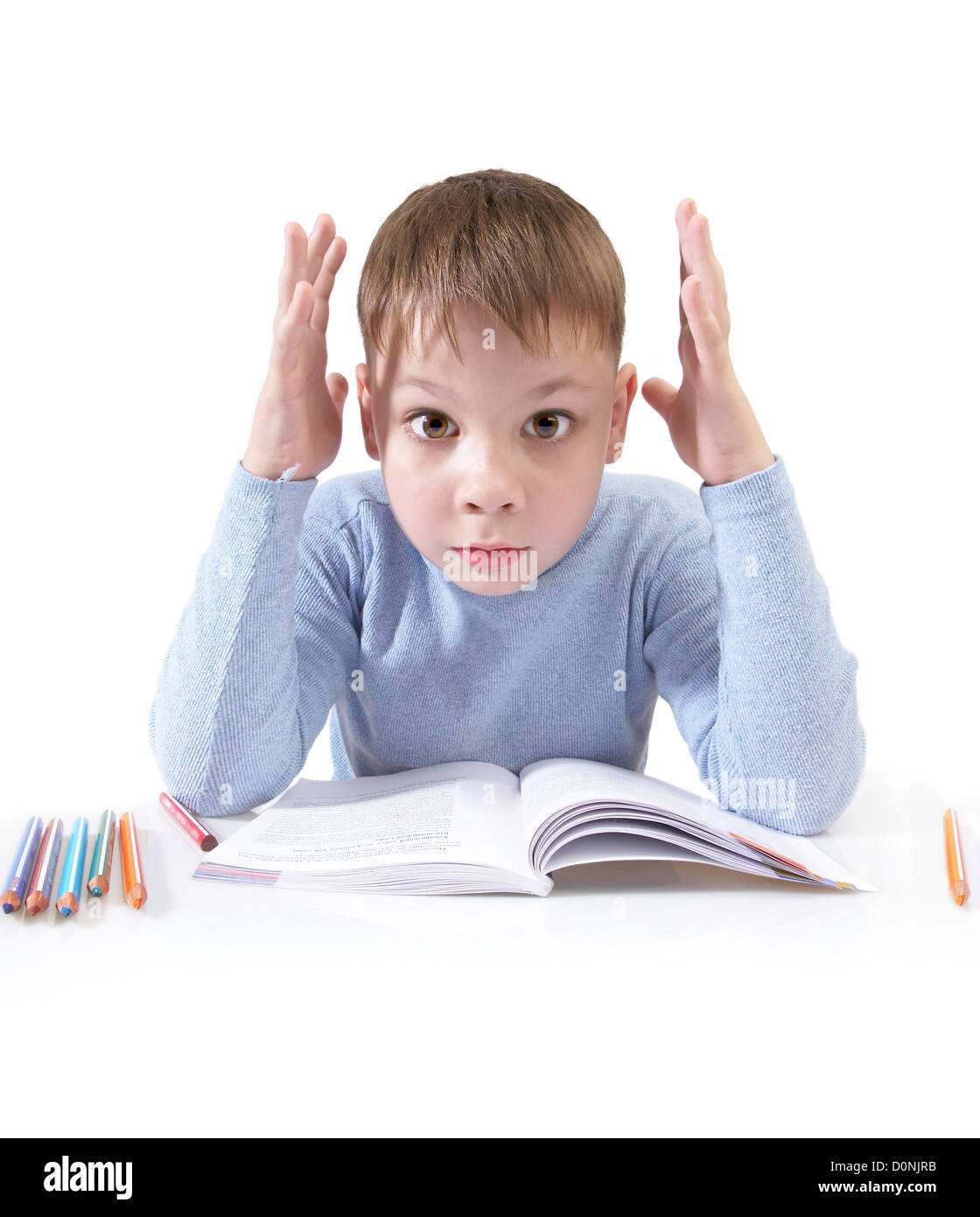 The boy with the book Stock Photo - Alamy