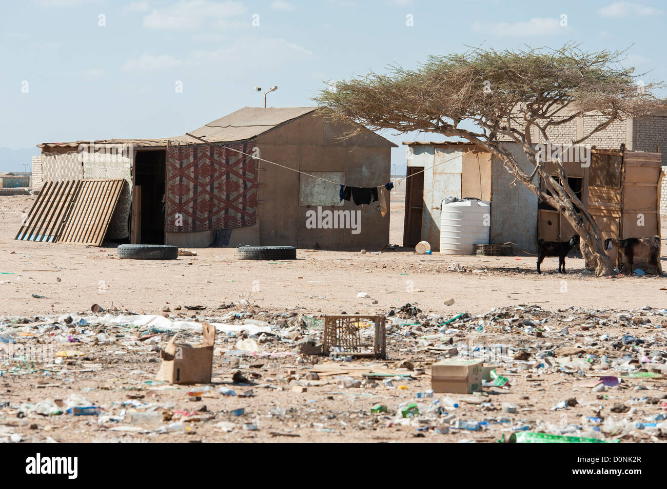 Traditional wooden house structure in a poor remote african town ...