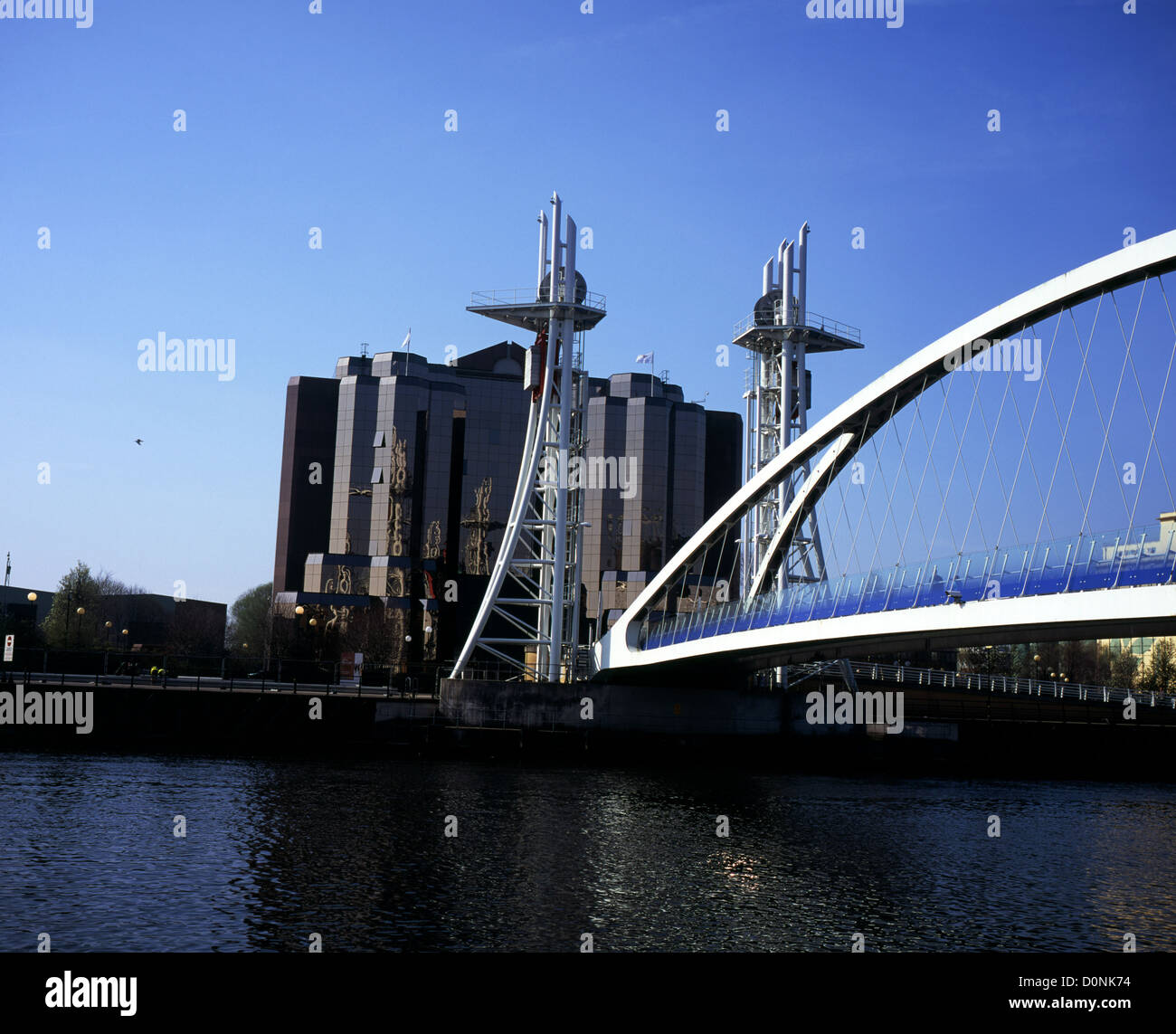 The Lowry Footbridge suspension bridge spanning The Manchester Ship ...