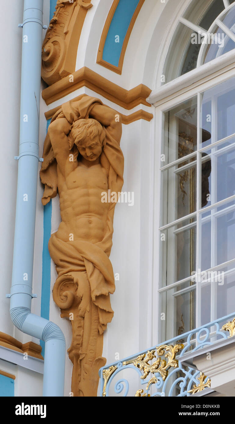 Decoration round a window at the Catherine Palace Museum, Tzarskoje ...