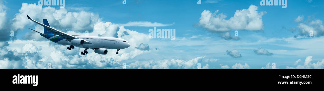 Jet aircraft in flight. Panoramic composition Stock Photo - Alamy