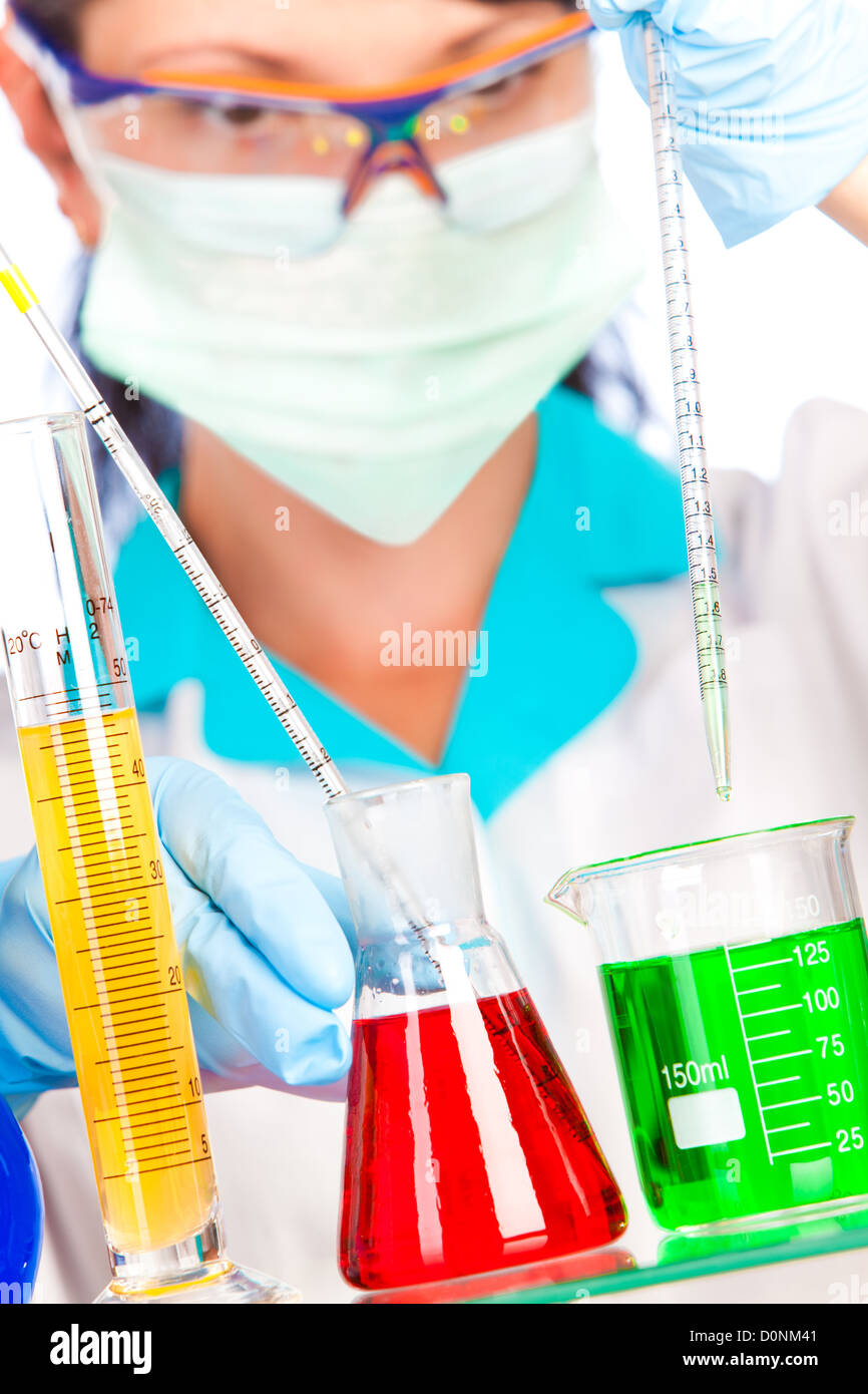 scientist in laboratory with test tubes Stock Photo - Alamy