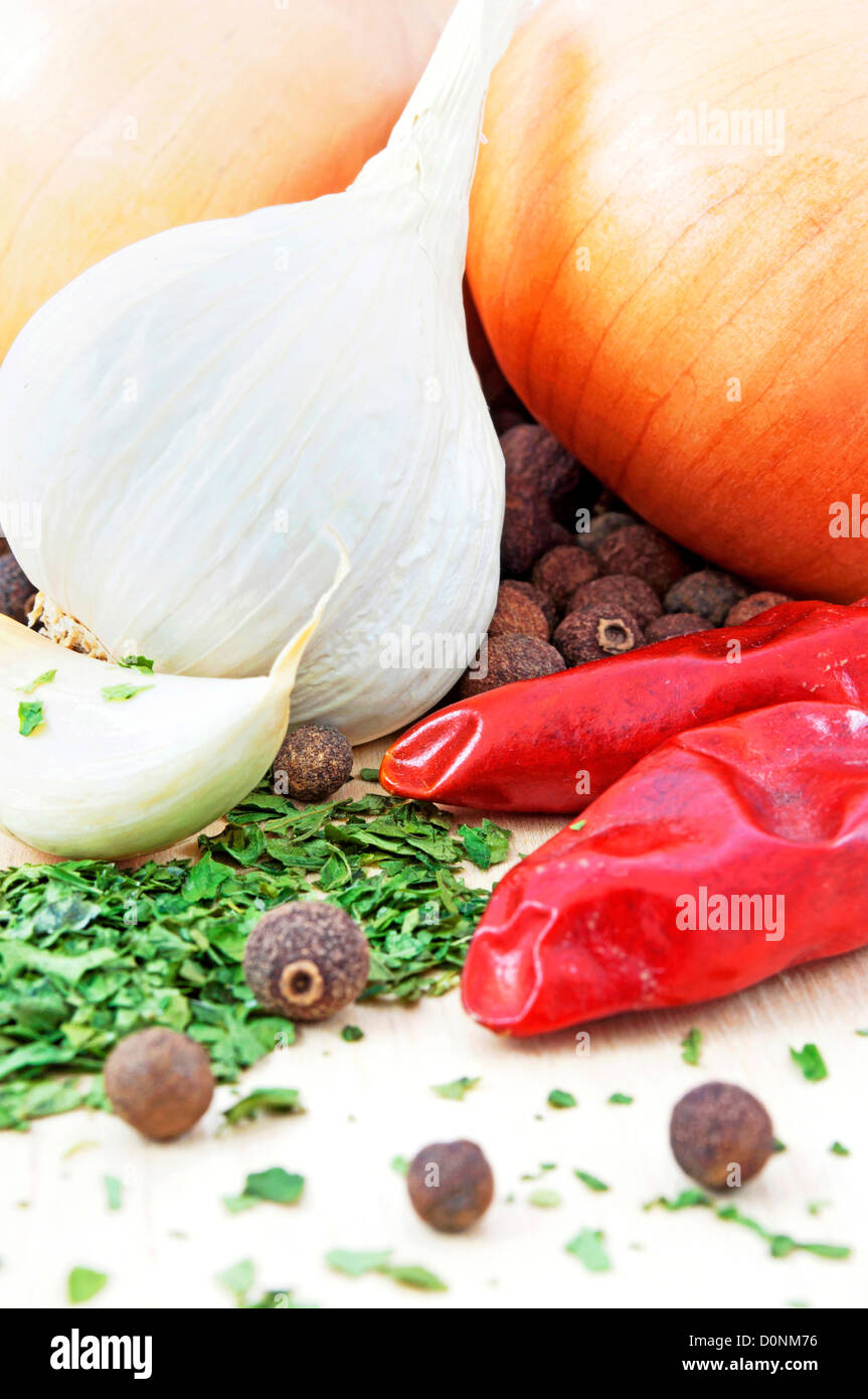 Top five vegetables and spices in Hungary Stock Photo - Alamy