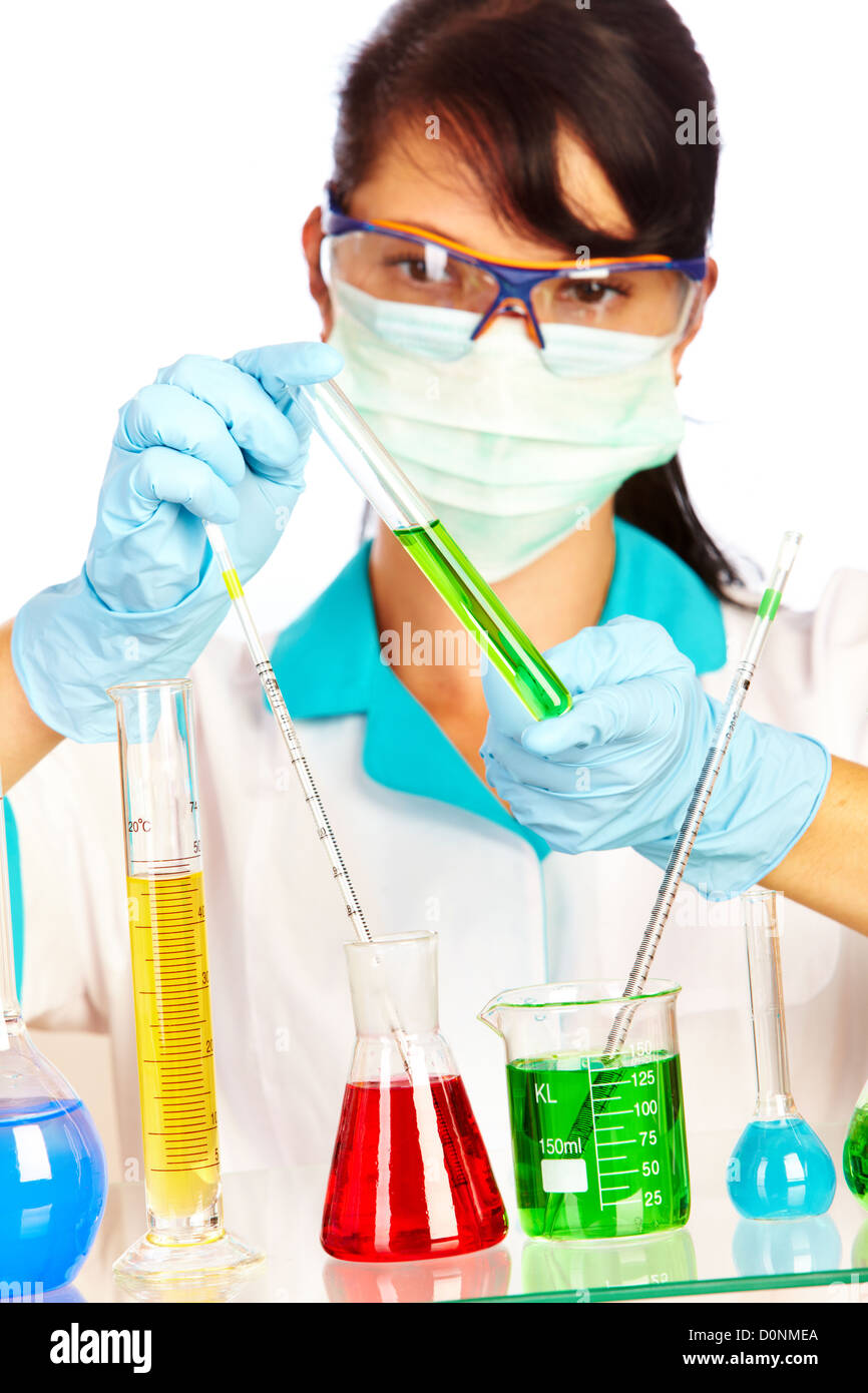 scientist in laboratory with test tubes Stock Photo - Alamy