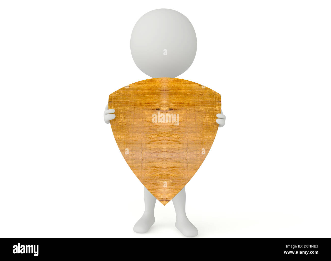 3d humanoid character hold a wood shield on white Stock Photo - Alamy