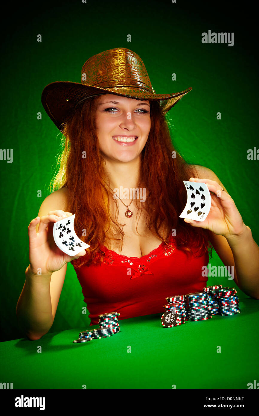 girl and playing cards Stock Photo - Alamy