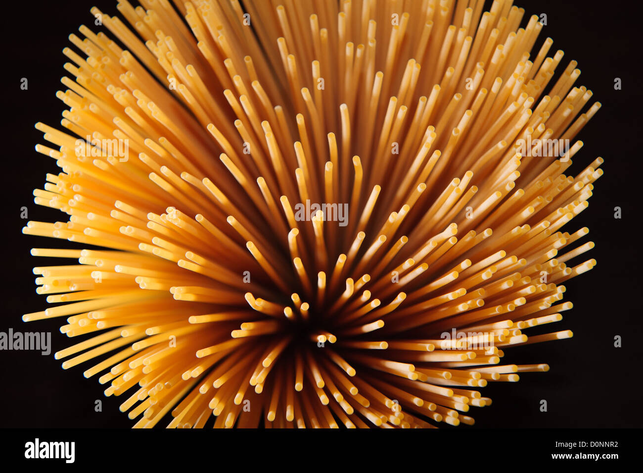 Spaghetti pasta over deep black background. View from above Stock Photo ...