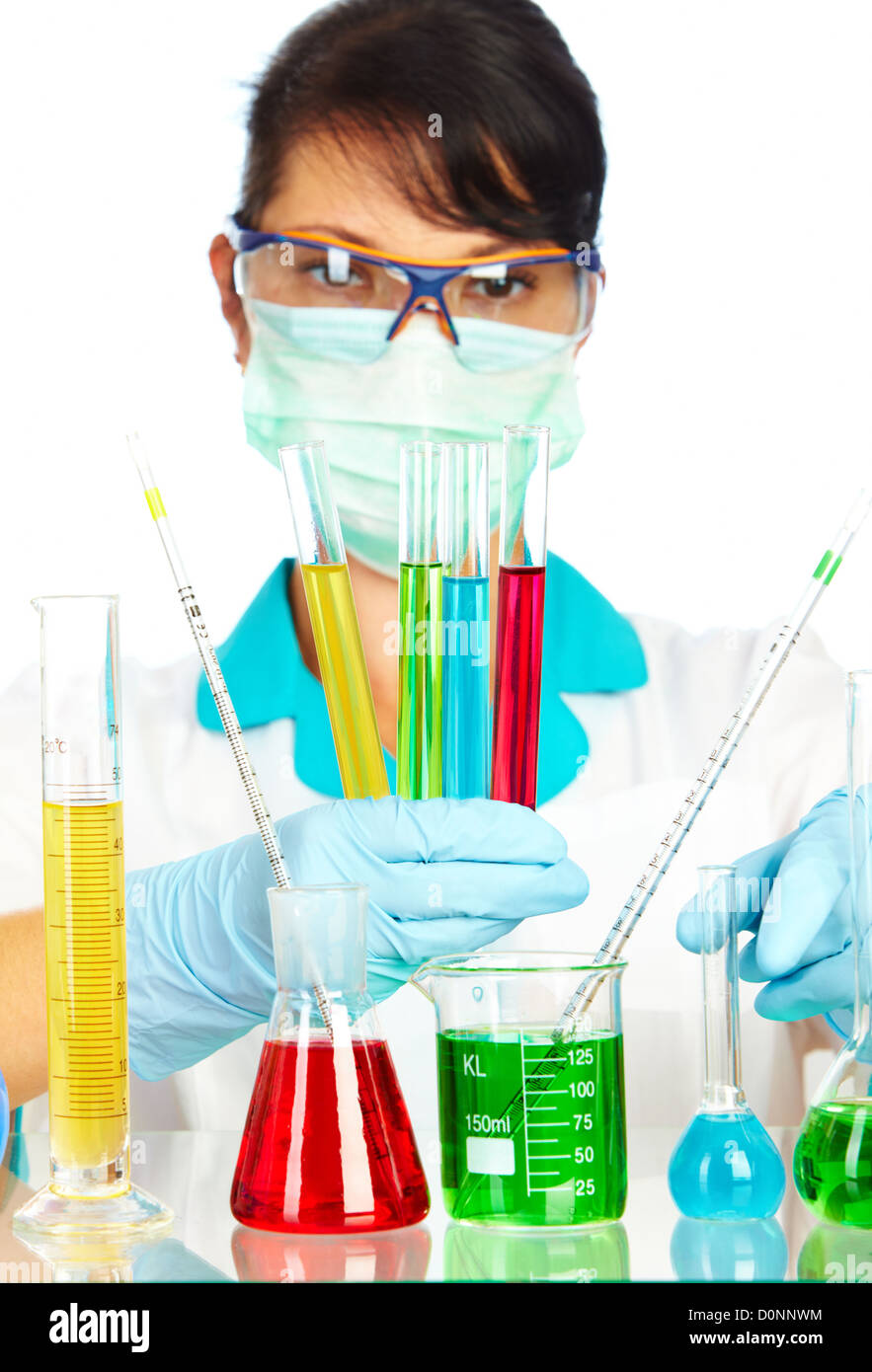 scientist in laboratory with test tubes Stock Photo - Alamy