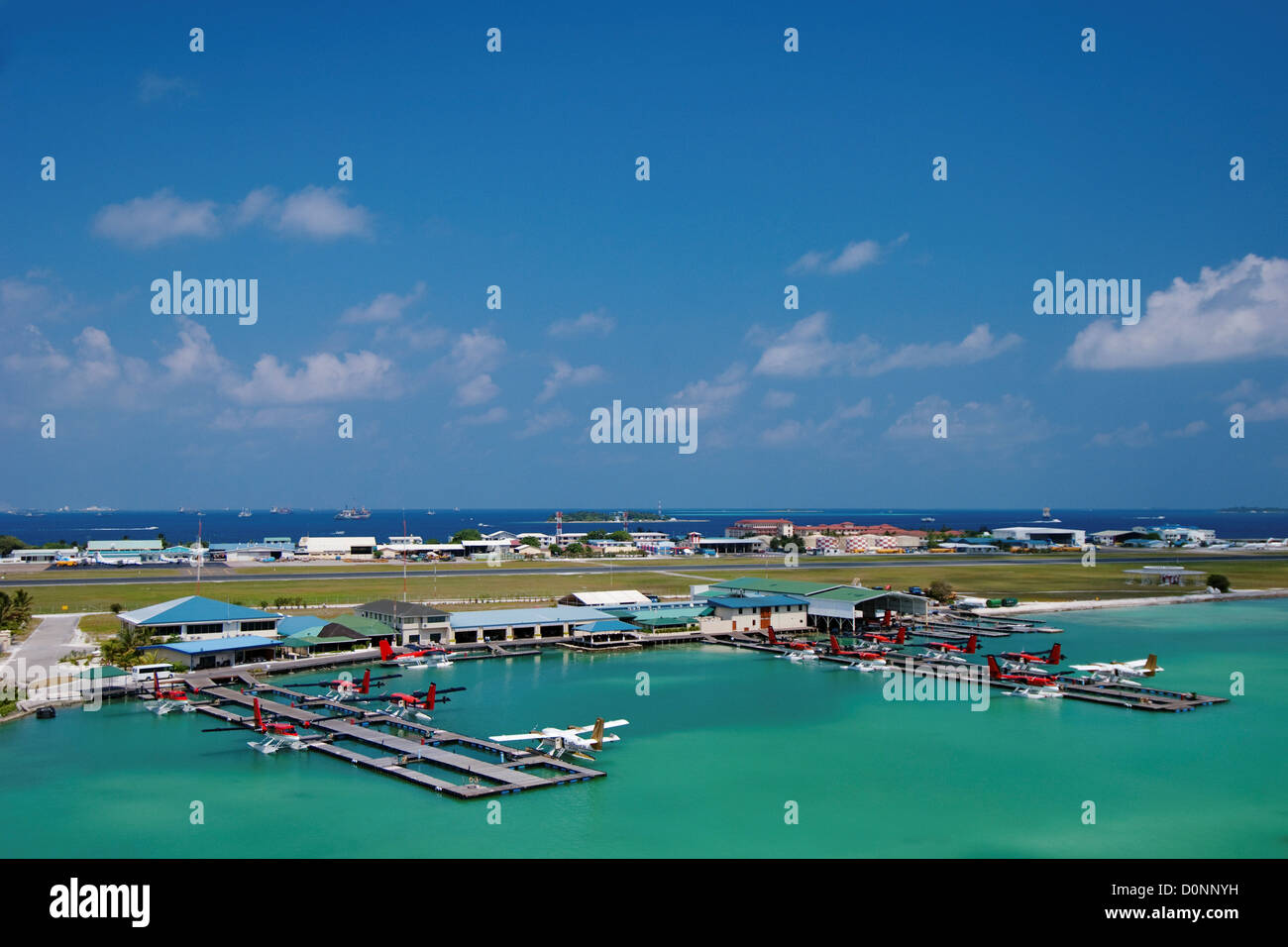 Aerial View of Seaplane Holding jetty Stock Photo - Alamy