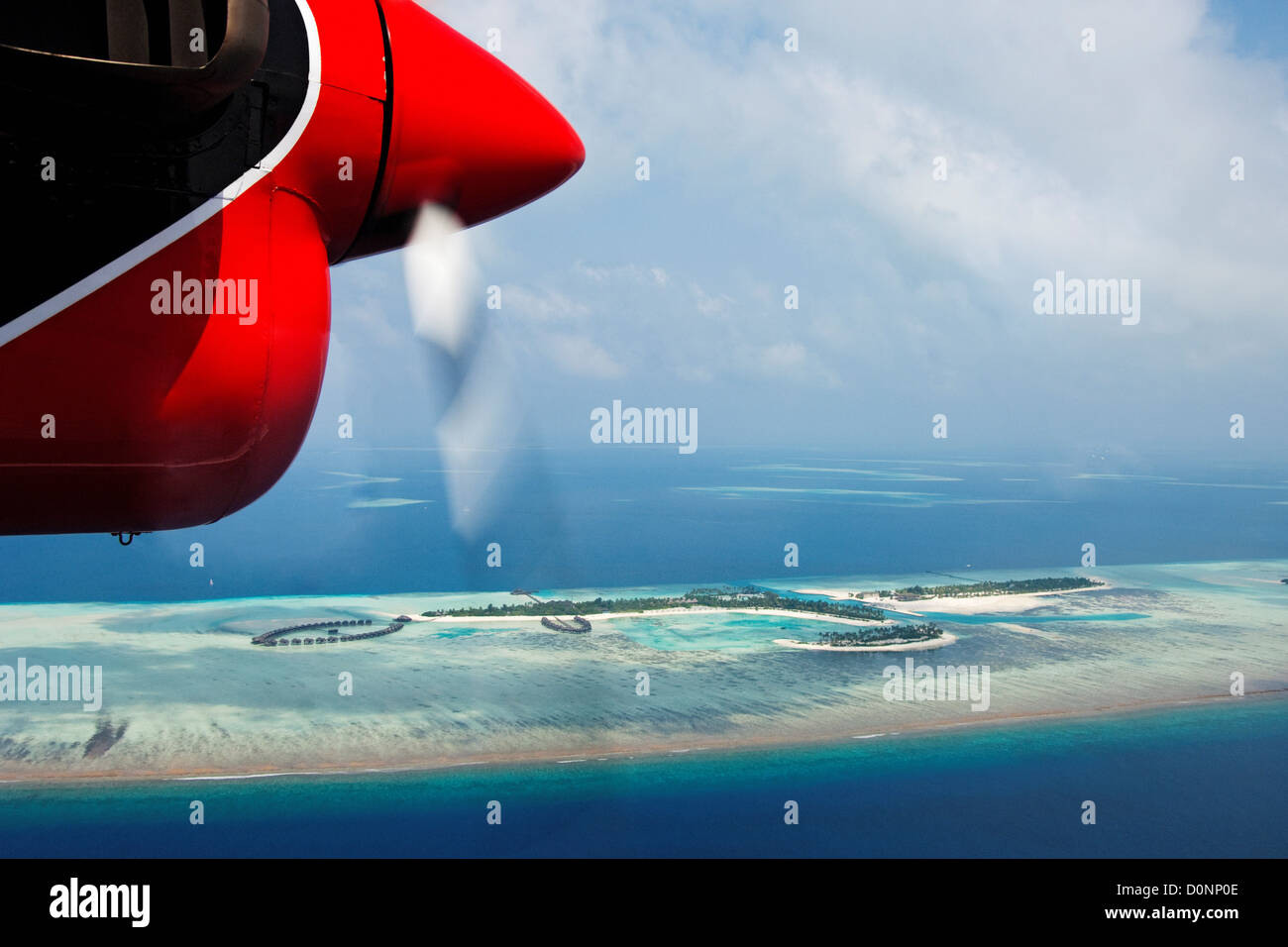 Aerial View of Resort Island, With Seaplane Propeller Stock Photo - Alamy