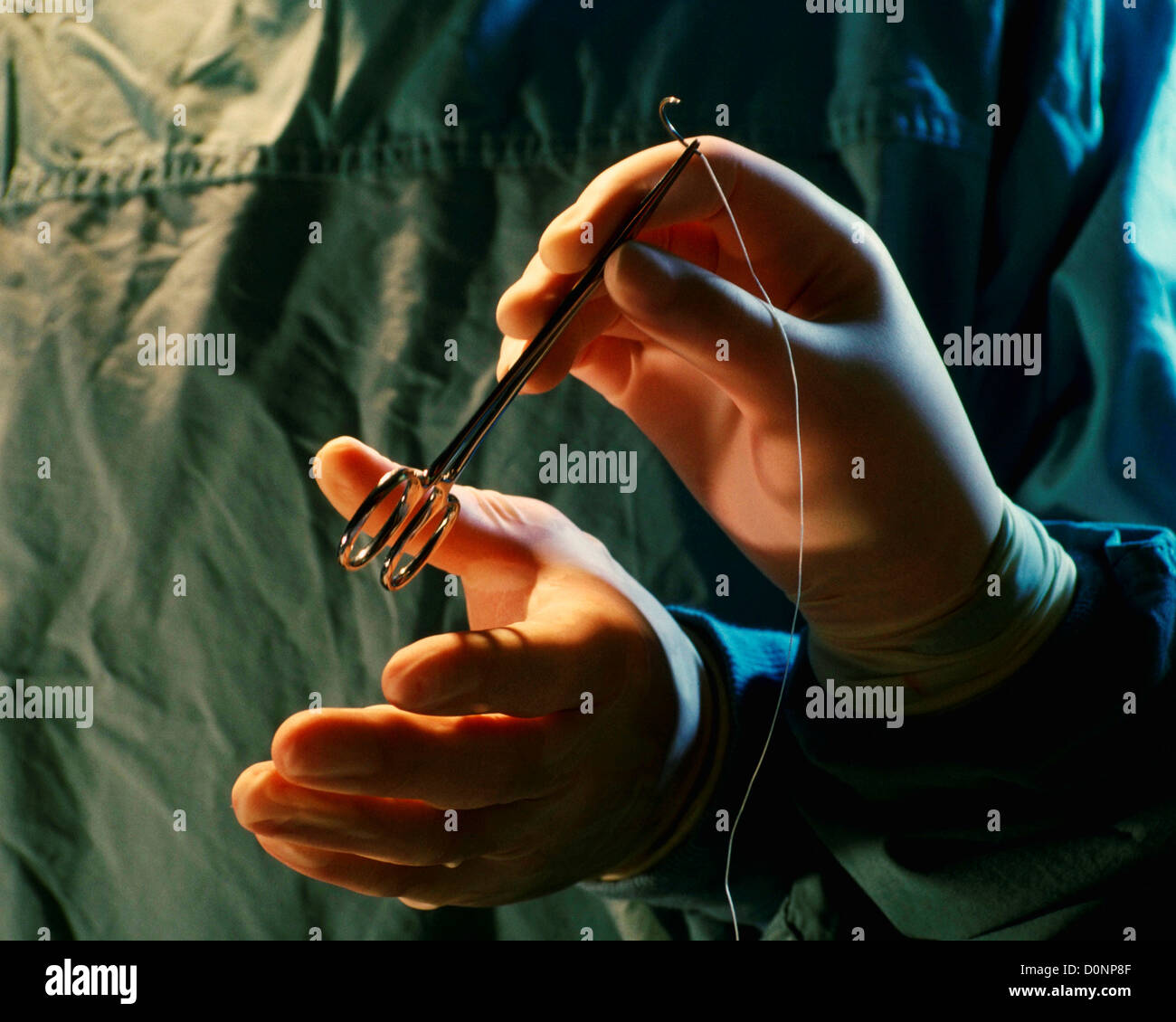 A Surgery Tech Hands a Surgeon an Atraumatic Needle with Suture Stock ...