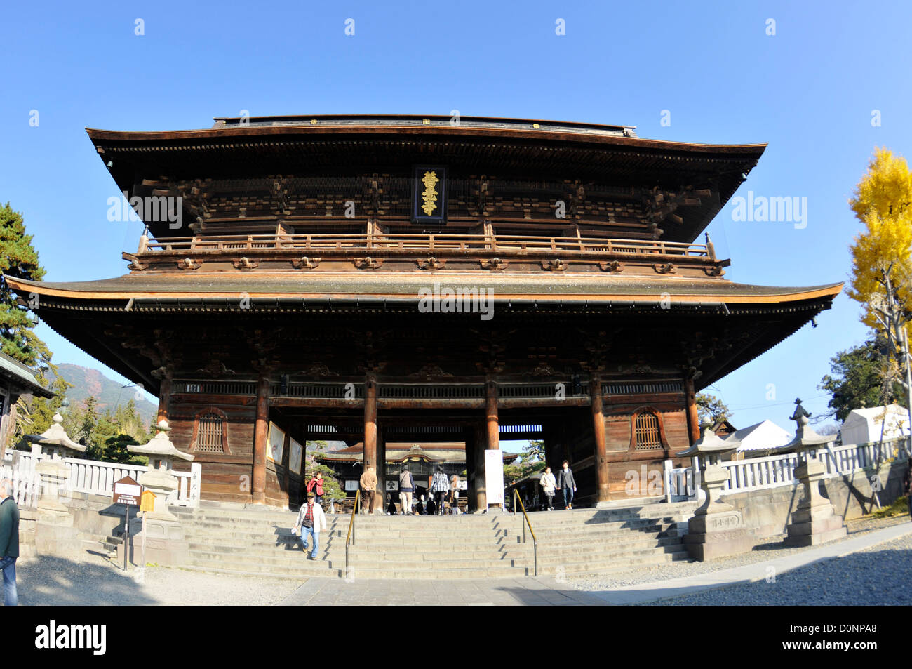 Sanmon, the main temple gate, Zenkoji temple, Nagano, Japan Stock Photo ...