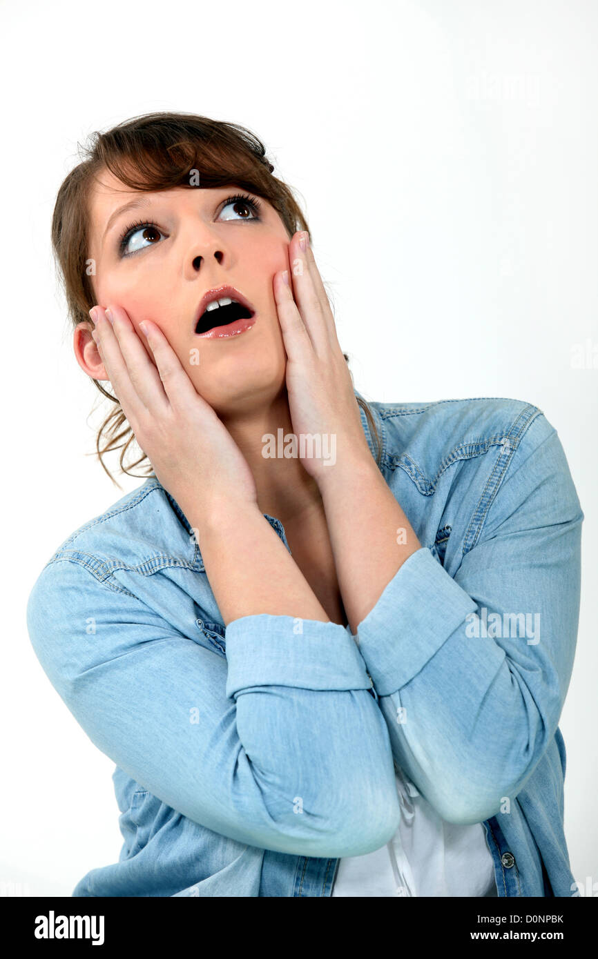woman looking very surprised Stock Photo - Alamy