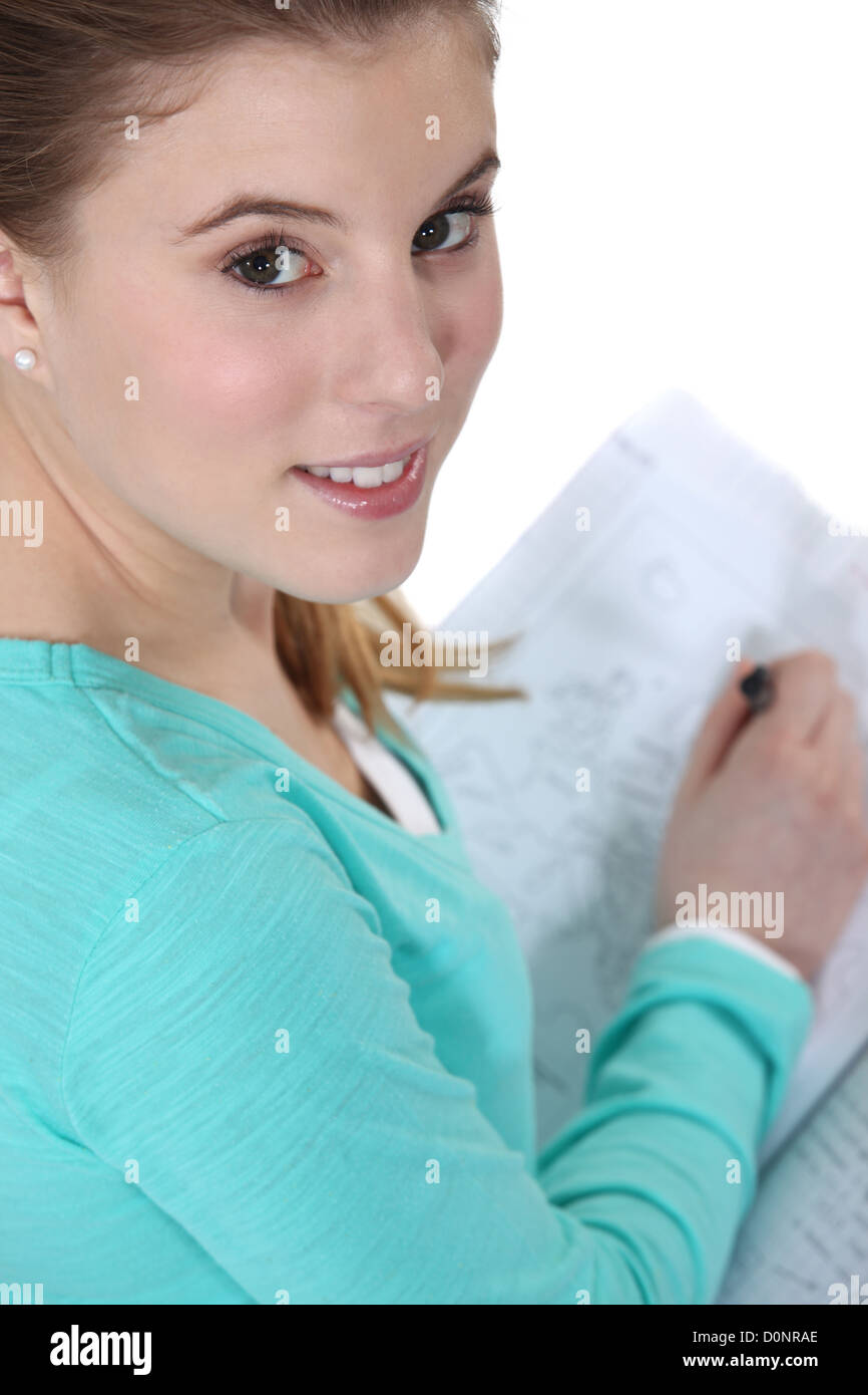 Female student writing in journal Stock Photo - Alamy