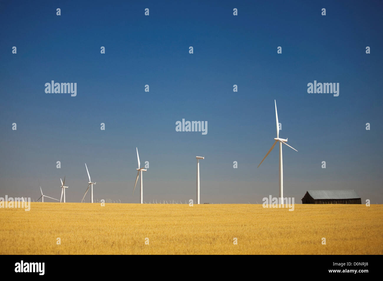 Wind Turbines and Barn Stock Photo - Alamy