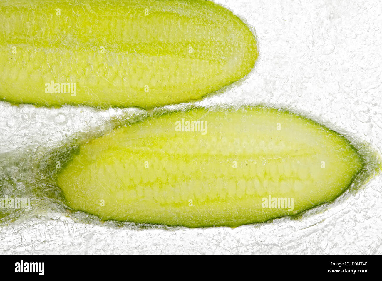 Cucumber slices in ice Stock Photo - Alamy