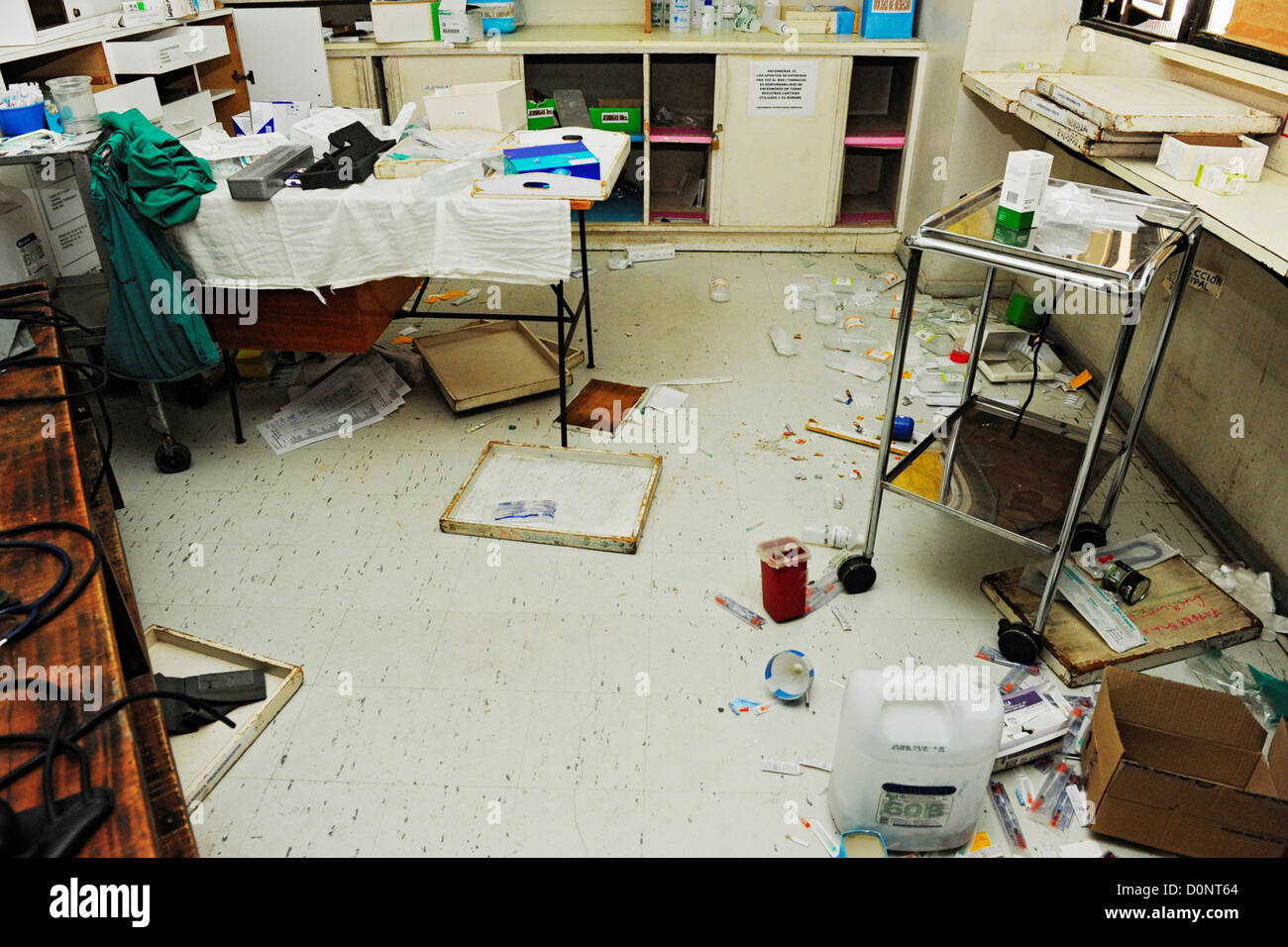 A hospital room is in disarray after Chilean medics evacuated during 8. ...